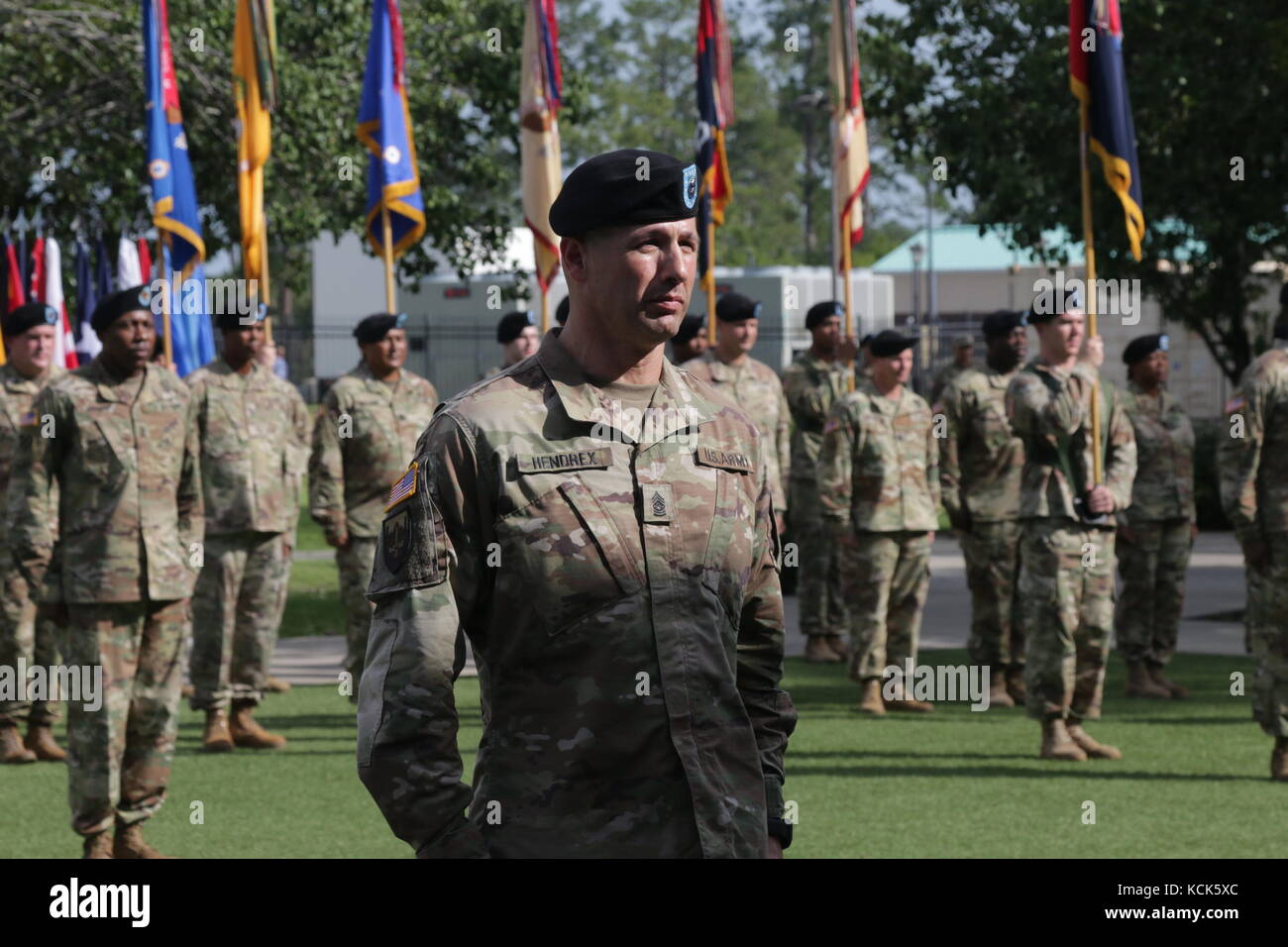 U.S. soldiers stand in formation during an Assumption of Responsibility ...