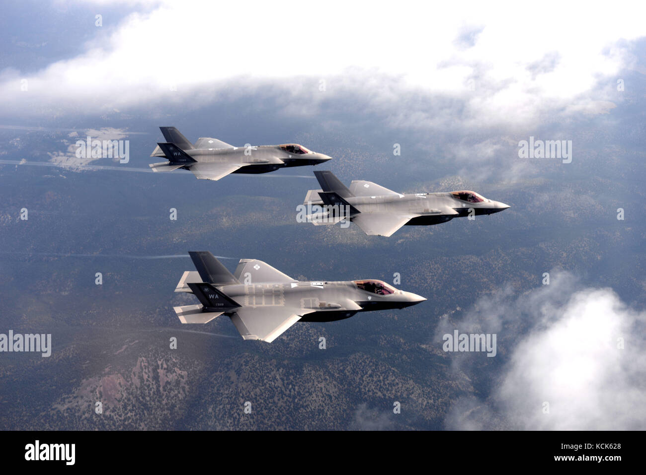 U.S. Air Force F-35 Lightning II stealth fighter aircraft fly in ...