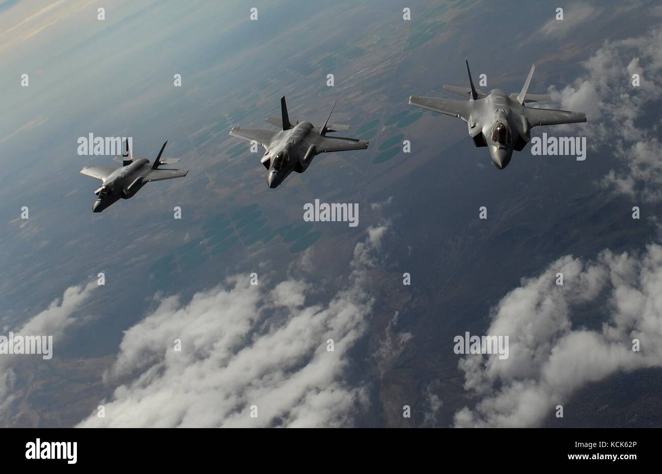 U.S. Air Force F-35 Lightning II stealth fighter aircraft fly in ...