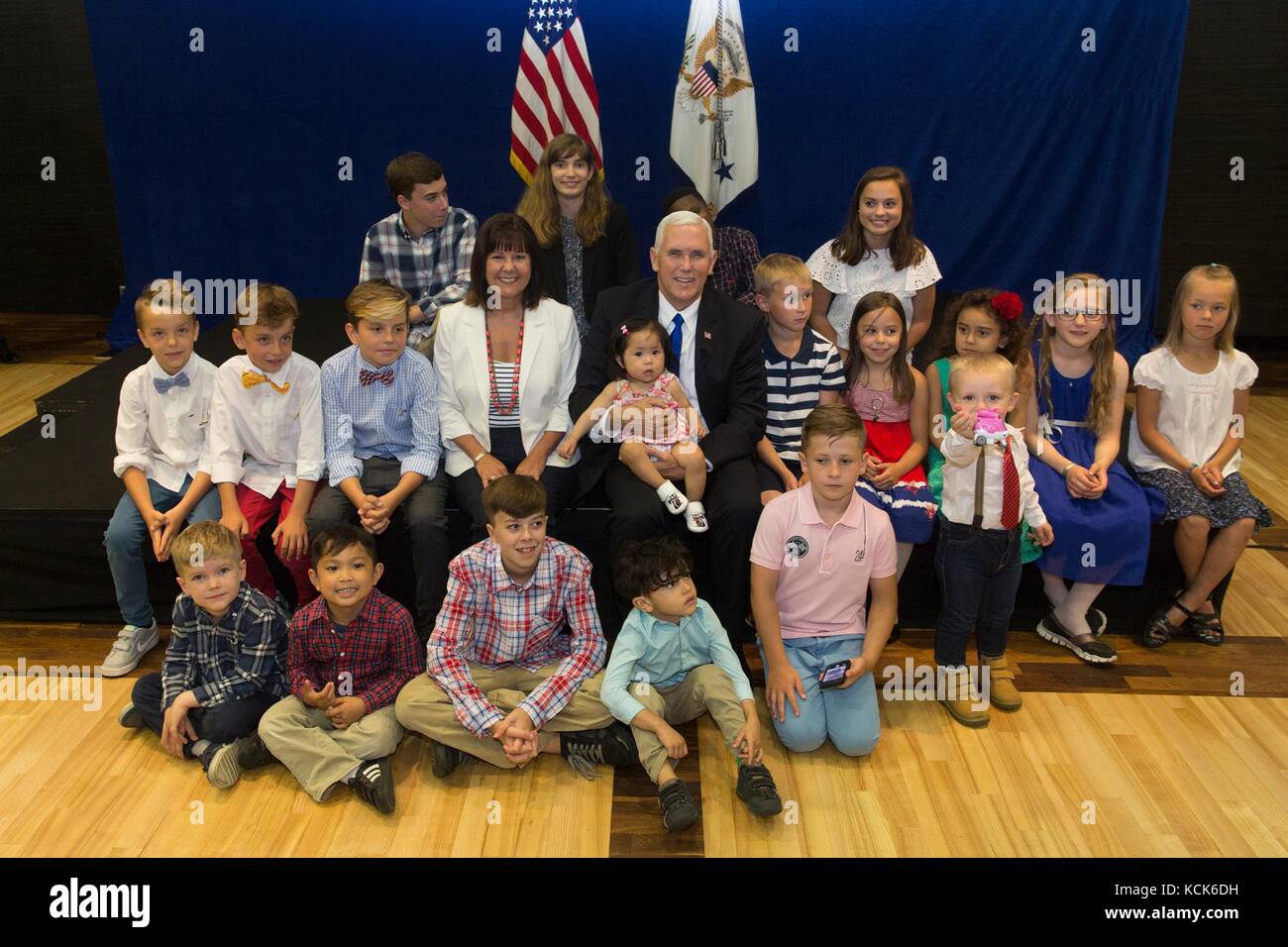 U.S. Vice President Mike Pence and Second Lady Karen Pence pose with ...