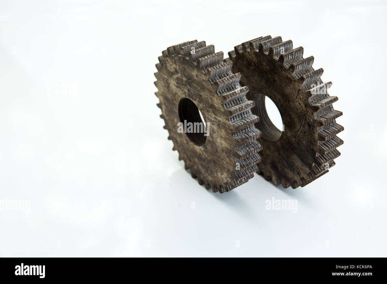 Wooden toothed wheels. The concept of creative and logical thinking ...