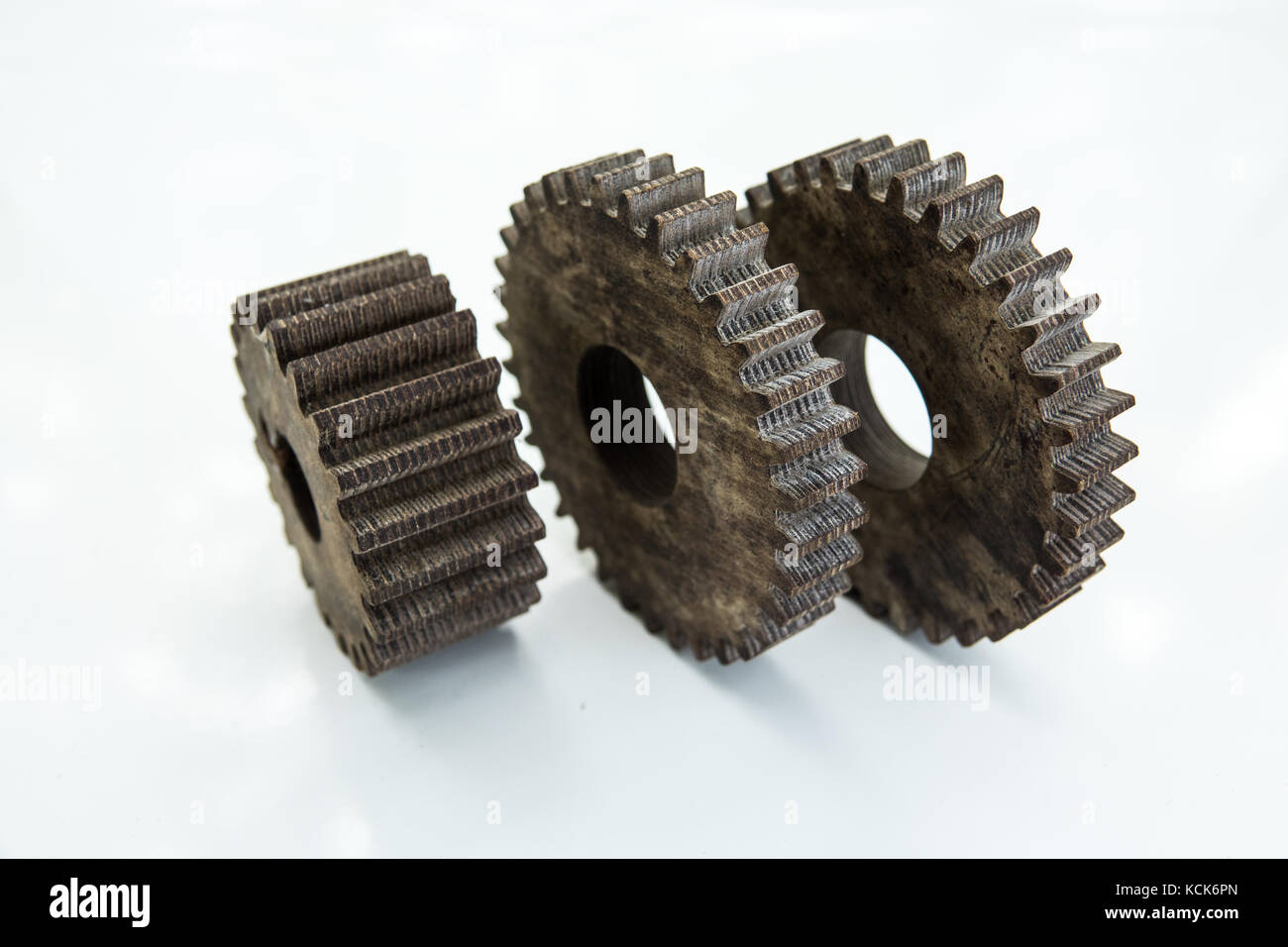 Wooden toothed wheels. The concept of creative and logical thinking ...