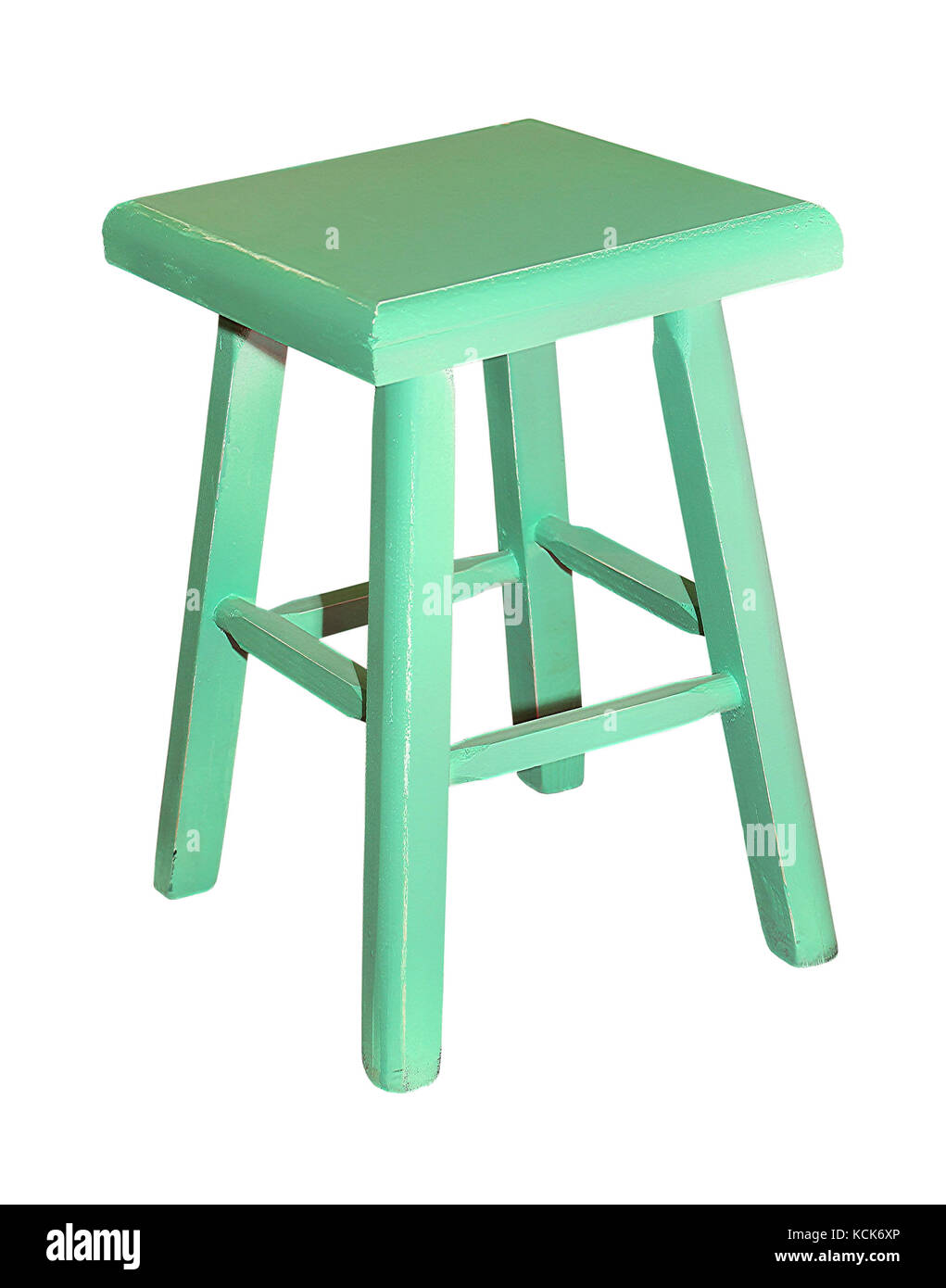 Green wooden stool isolated with clipping path included Stock Photo - Alamy