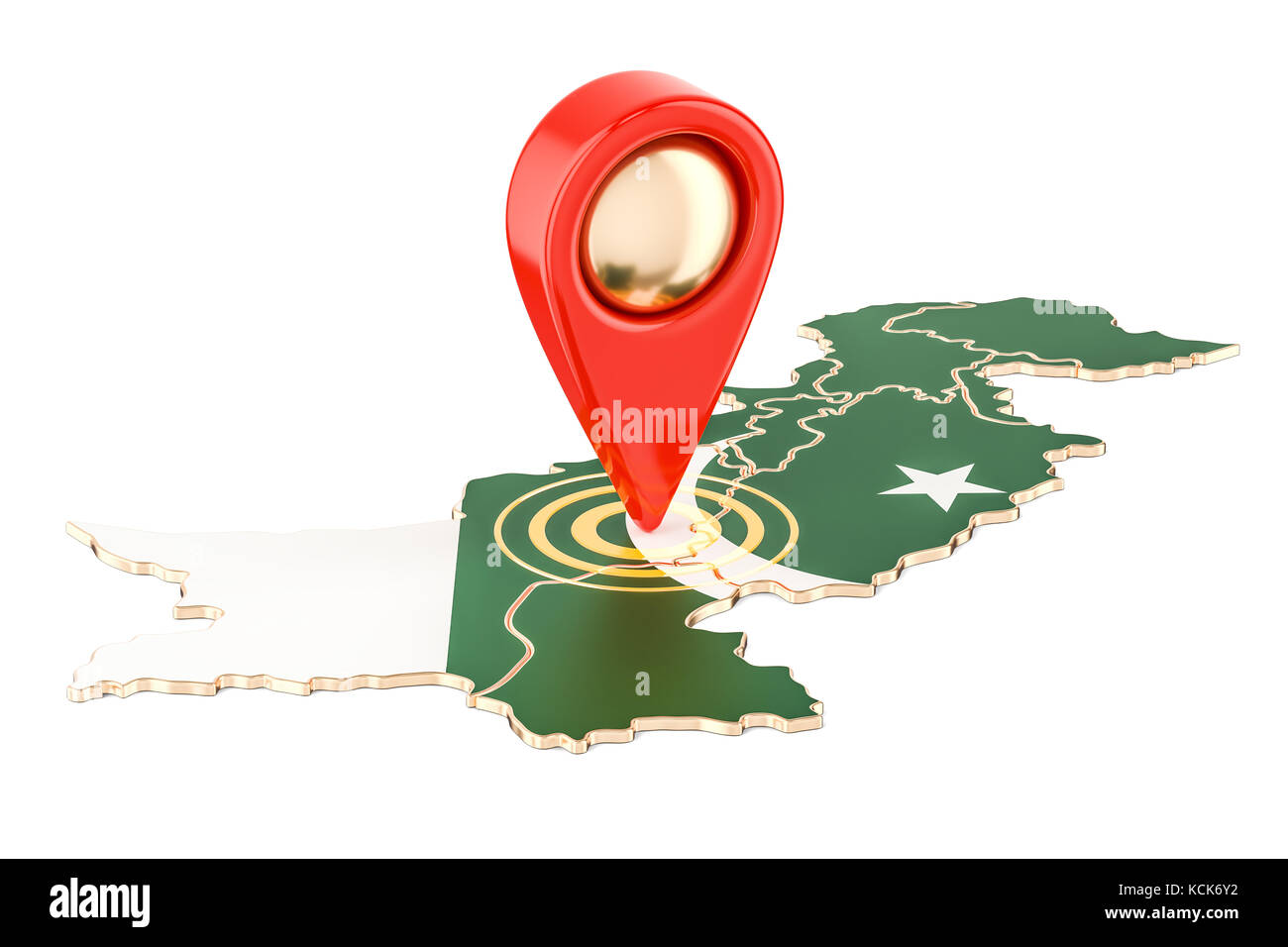 Map pointer on the map of Pakistan, 3D rendering isolated on white ...