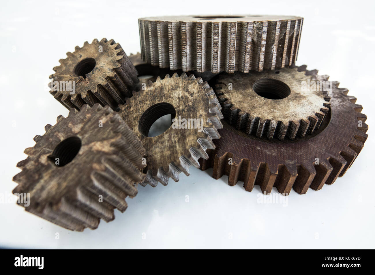 Wooden toothed wheels. The concept of creative and logical thinking ...