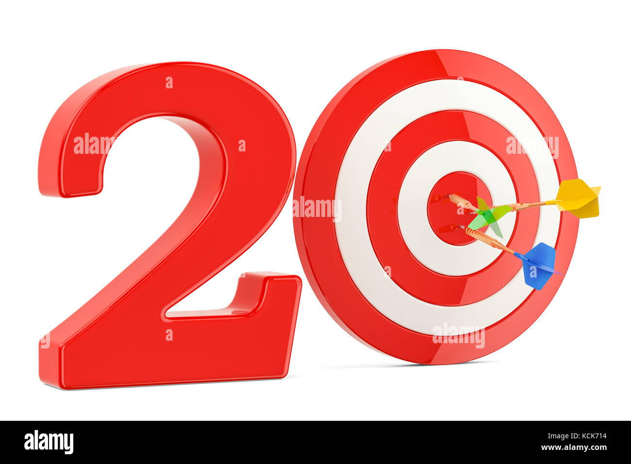 Target 20, success and achievement concept. 3D rendering isolated on ...