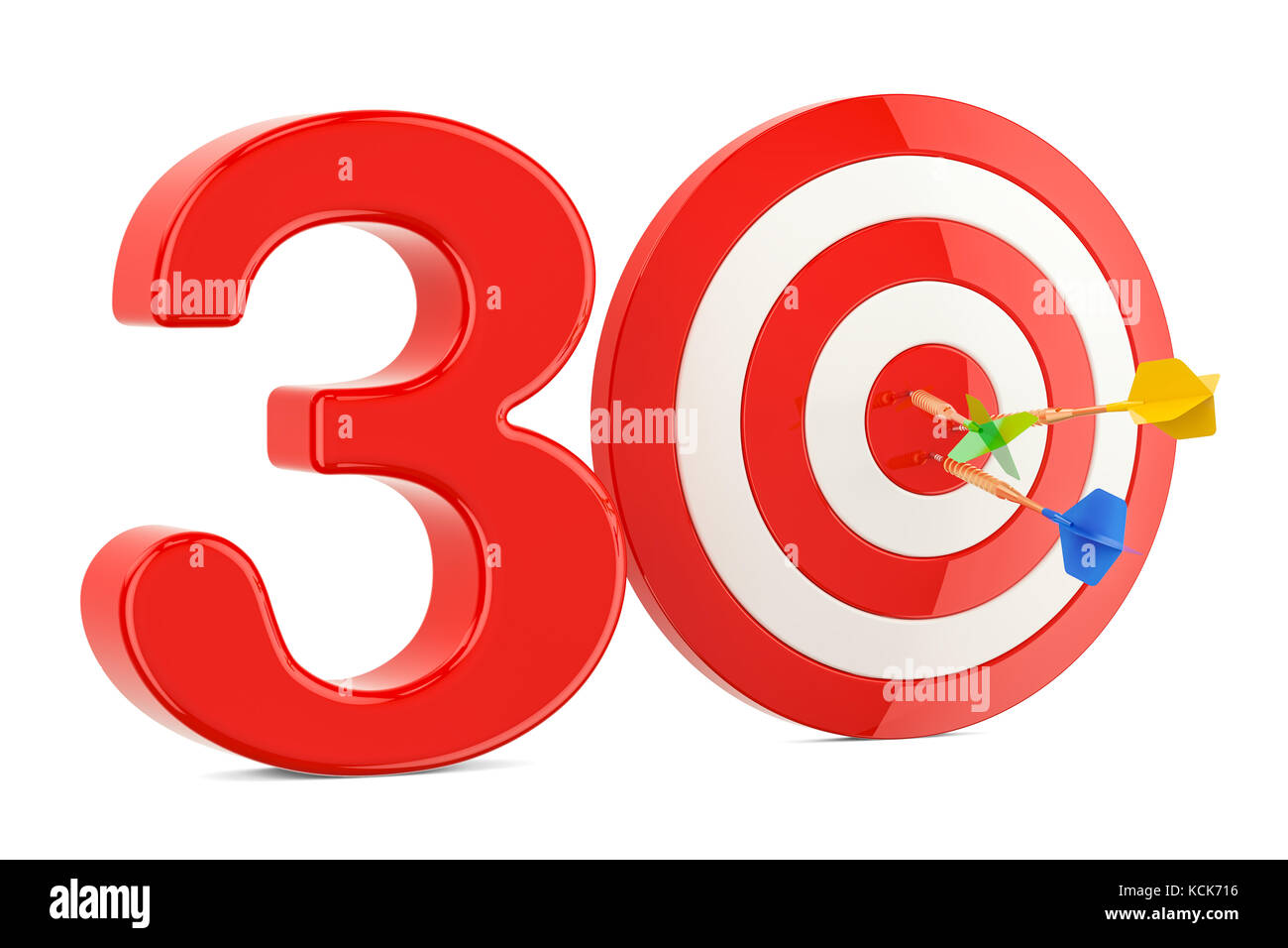 Target 30, success and achievement concept. 3D rendering isolated on ...