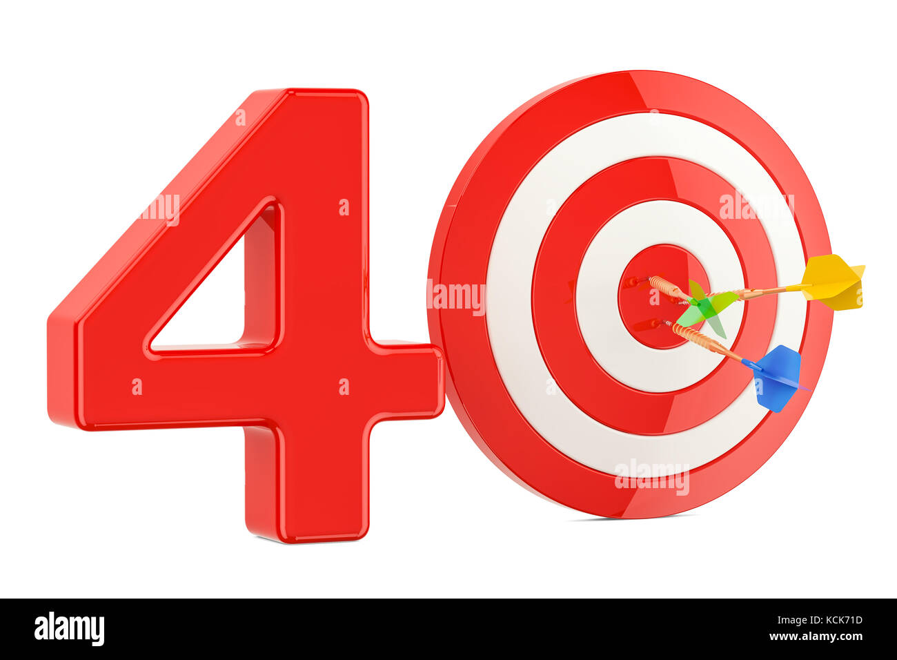 Target 40, success and achievement concept. 3D rendering isolated on ...