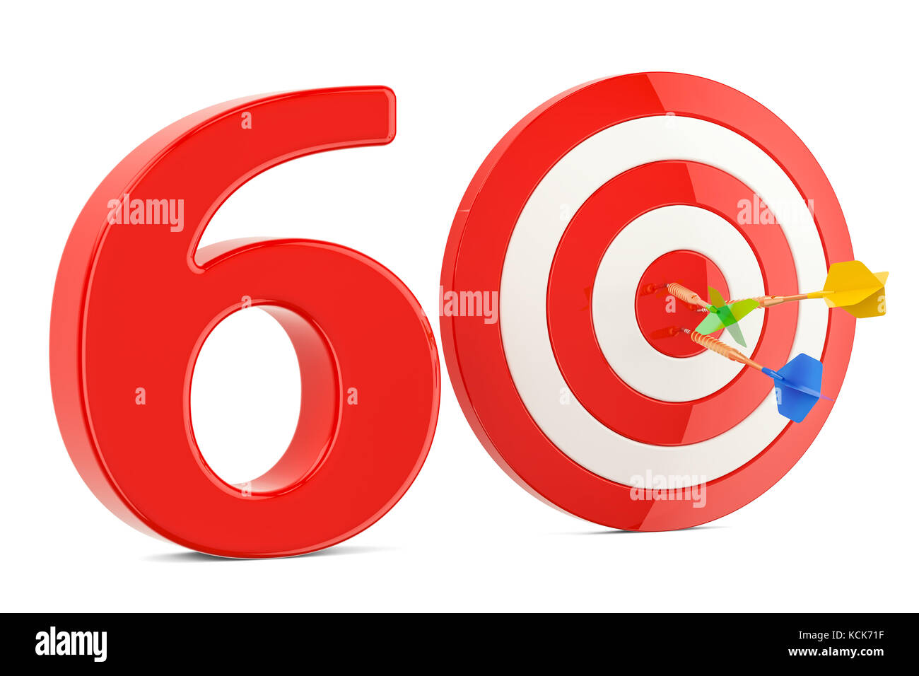 Target 60, success and achievement concept. 3D rendering isolated on ...