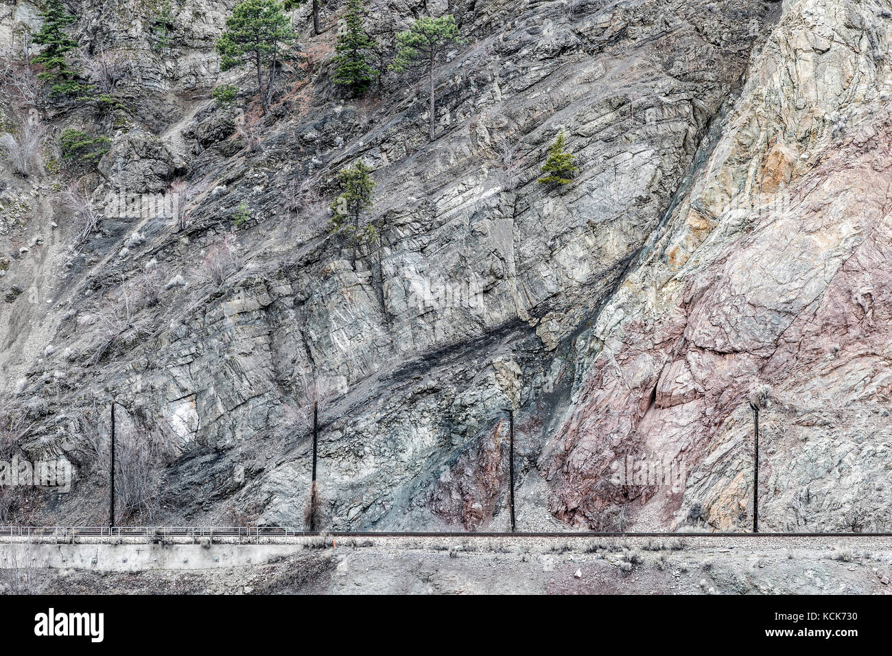 Canada, British Columbia, Fraser River Canyon, Via Rail line, Canadian ...