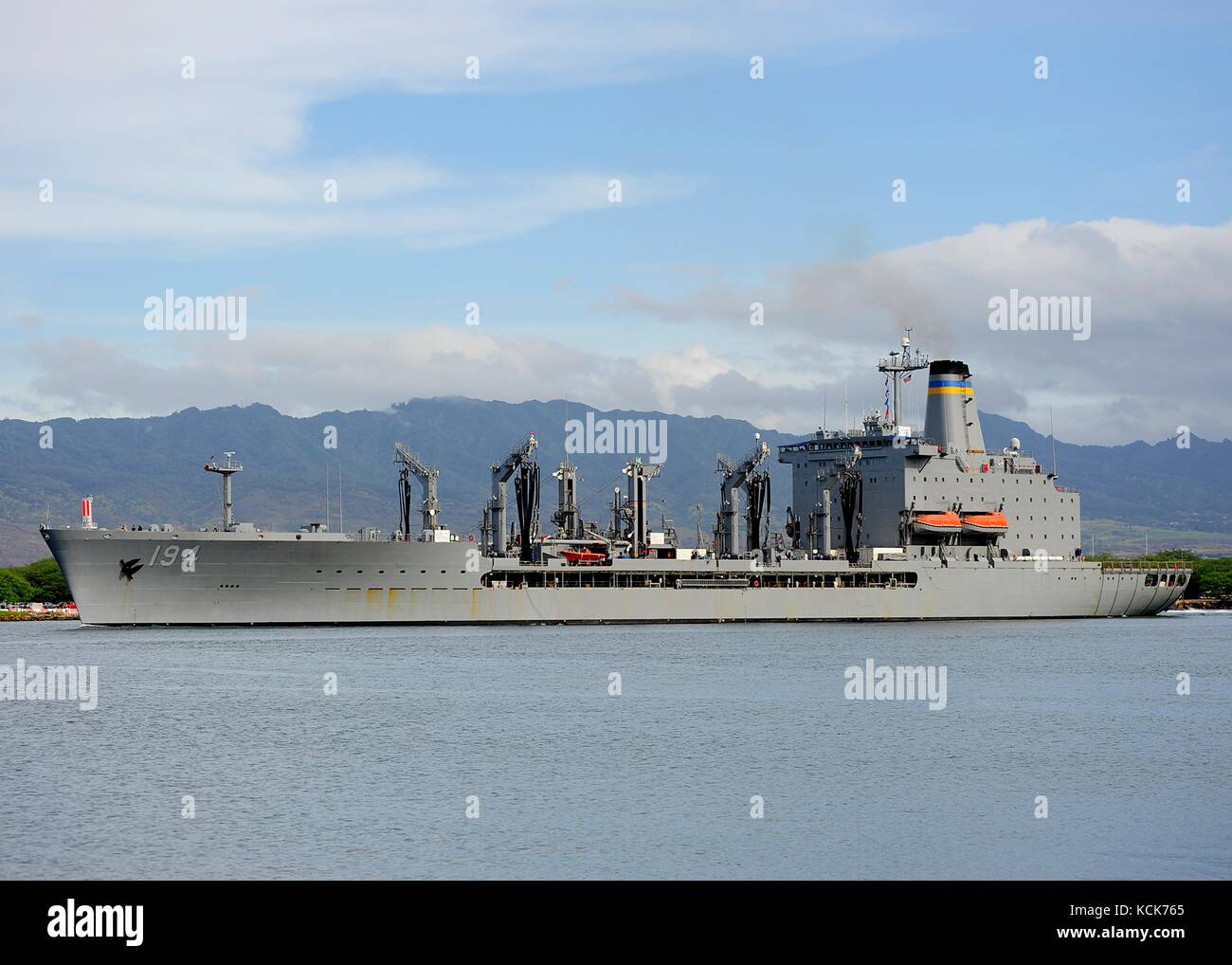 The U.S. Navy Henry J. Kaiser-class underway fleet replenishment oiler ...