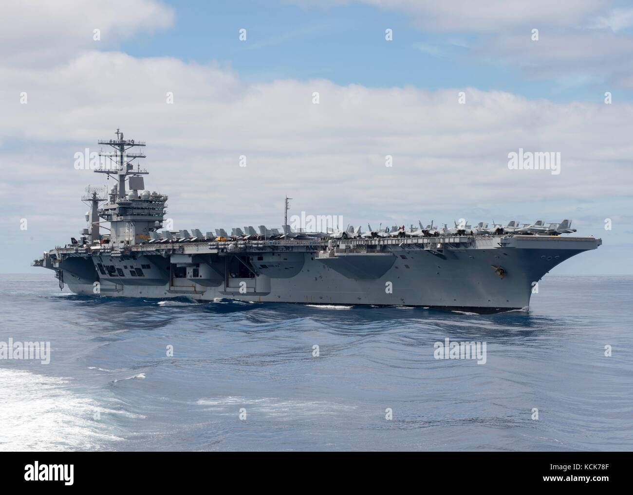 The U.S. Navy Nimitz-class aircraft carrier USS Nimitz steams underway ...