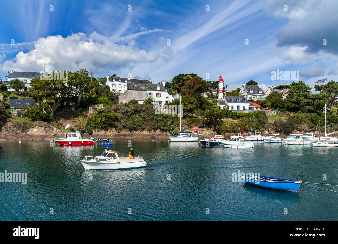 BRETON FRENCH FISHERMAN setting out to sea, small local fishing ...