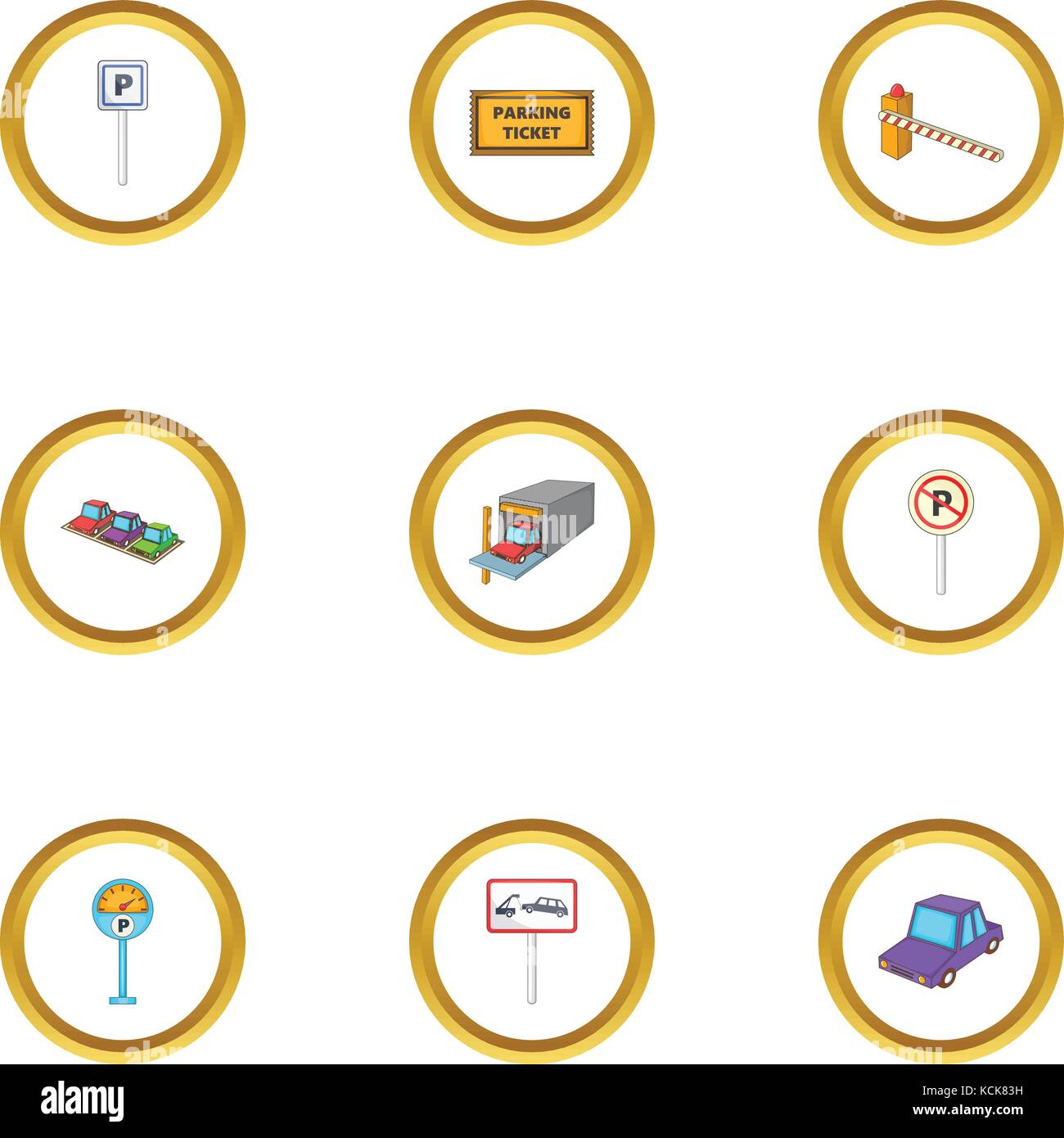 Car parking icons set, cartoon style Stock Vector Image & Art - Alamy