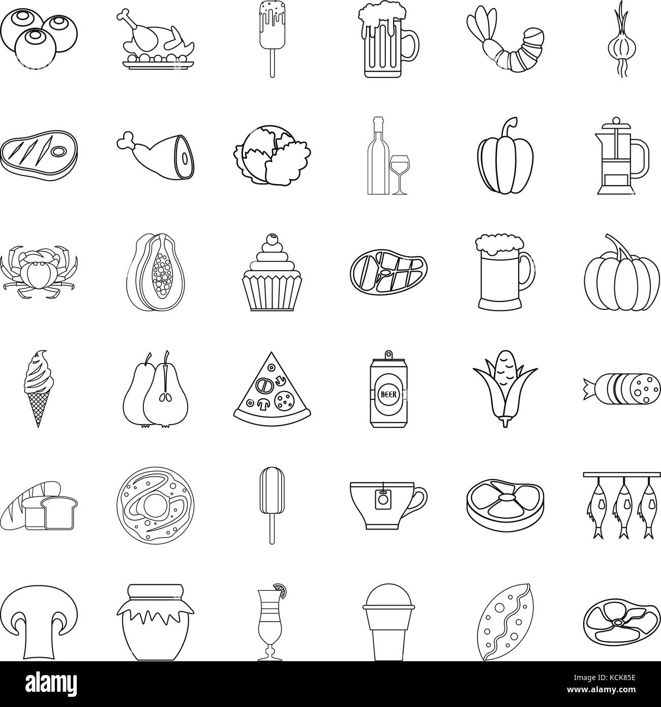 Jam icons set, outline style Stock Vector Image & Art - Alamy