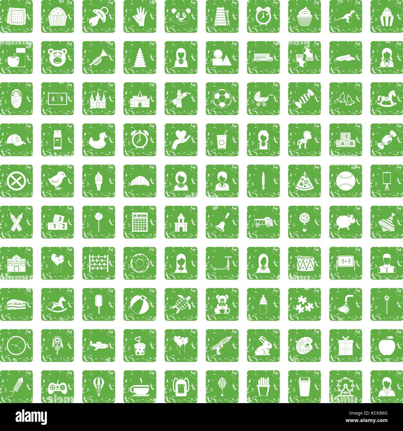 100 child center icons set grunge green Stock Vector Image & Art - Alamy