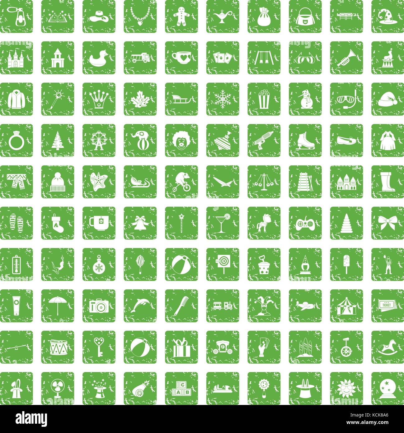 100 children icons set grunge green Stock Vector Image & Art - Alamy