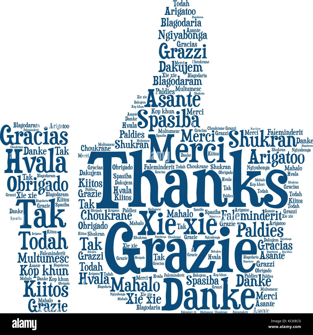 Words cloud, concept of thanks made with thumb up shape and tags on ...