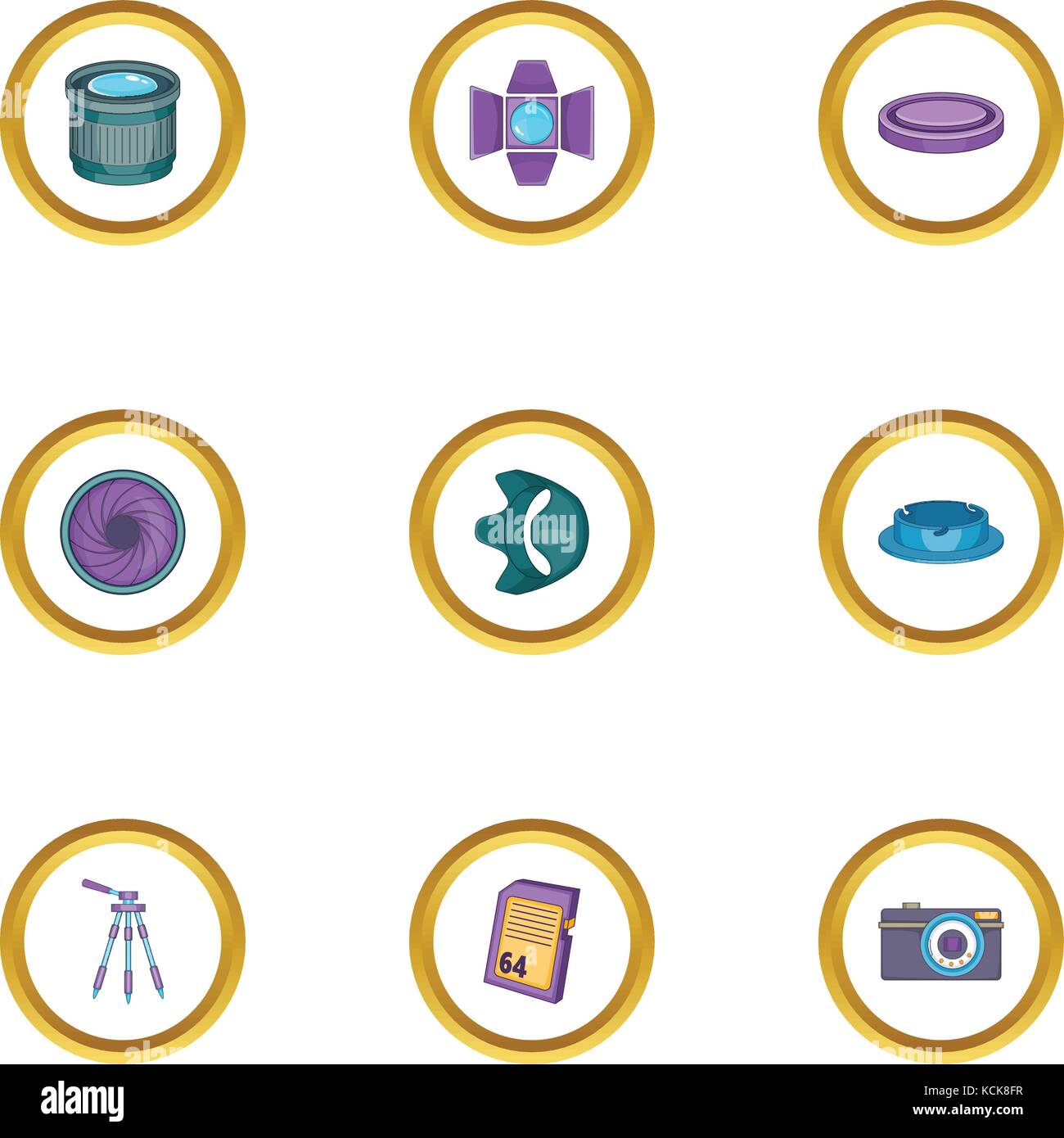 Camera accessories icons set, cartoon style Stock Vector Image & Art ...