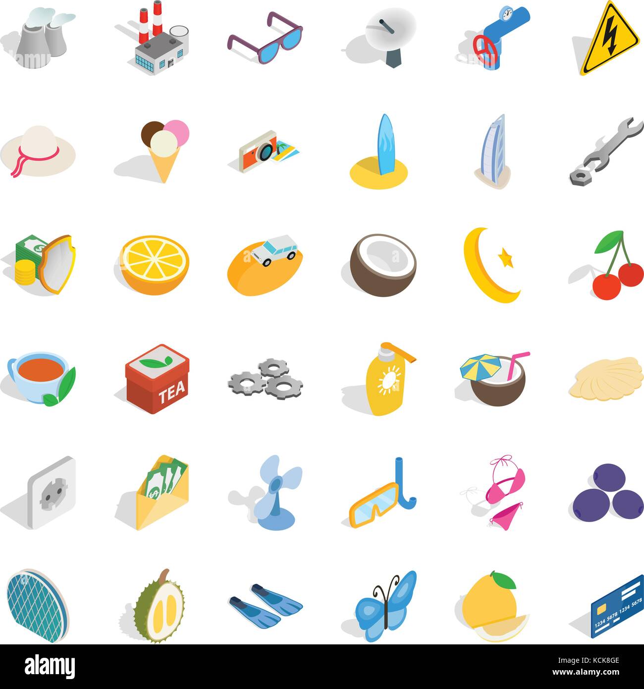 Battery icons set, isometric style Stock Vector Image & Art - Alamy