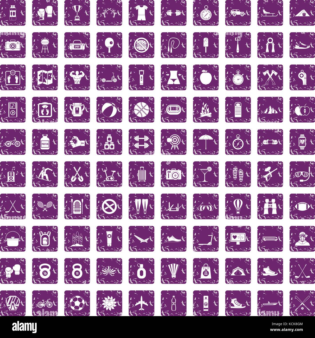 100 active life icons set grunge purple Stock Vector Image & Art - Alamy