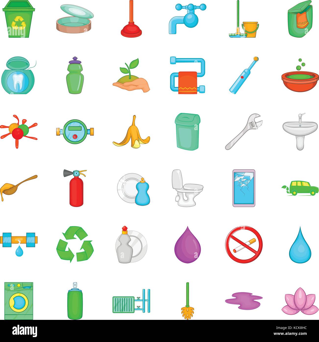 Garbage icons set, cartoon style Stock Vector Image & Art - Alamy