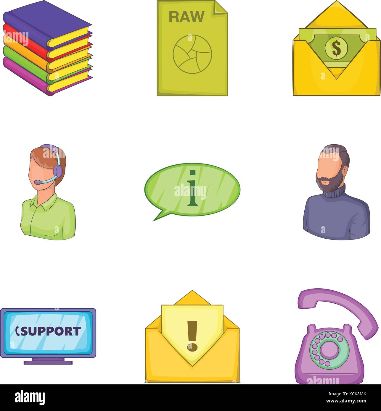 Telephone support service icons set, cartoon style Stock Vector Image ...