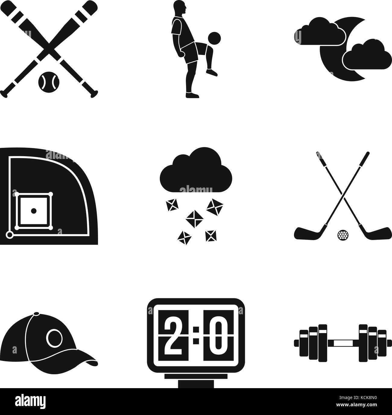 Baseball field icons set, simple style Stock Vector Image & Art - Alamy