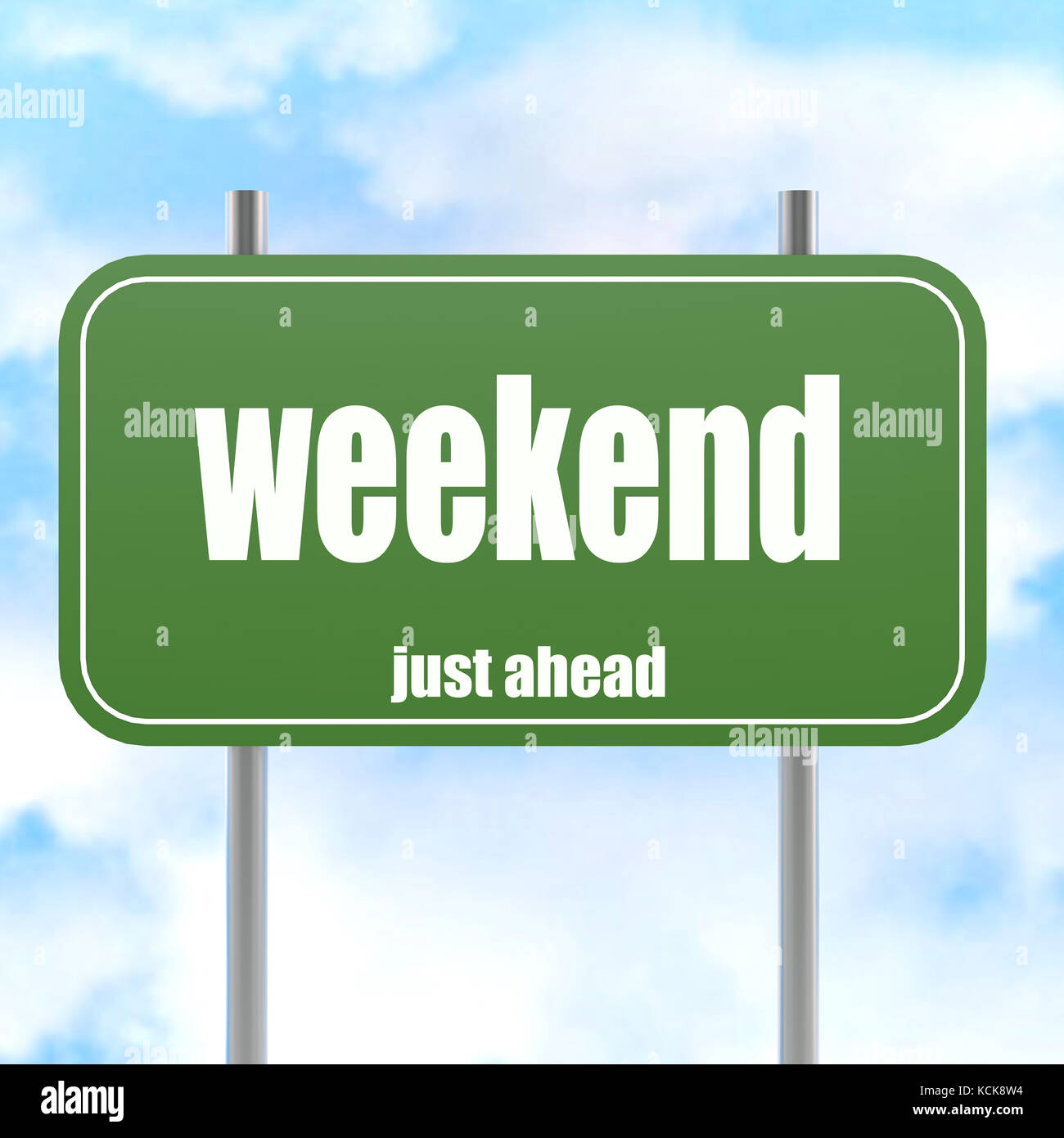 Weekend word on green road sign image with hi-res rendered artwork that ...