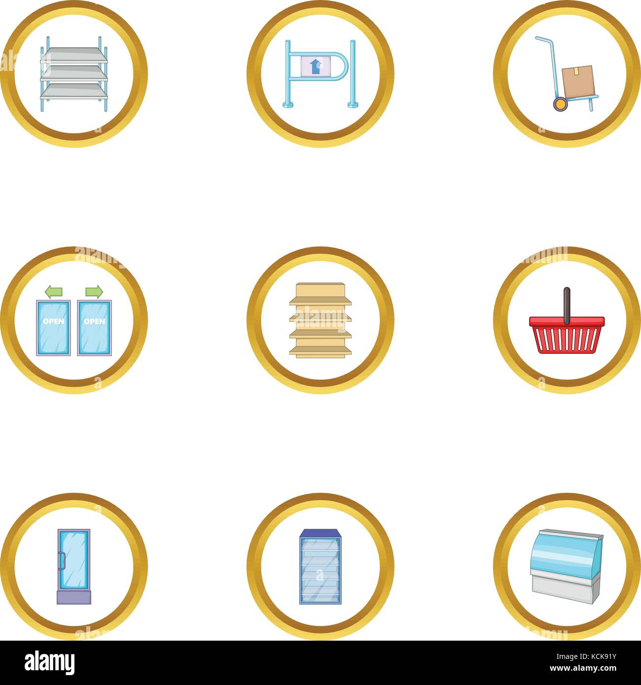 Supermarket icons set, cartoon style Stock Vector Image & Art - Alamy