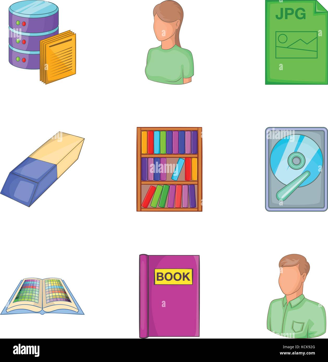Library icons set, cartoon style Stock Vector Image & Art - Alamy