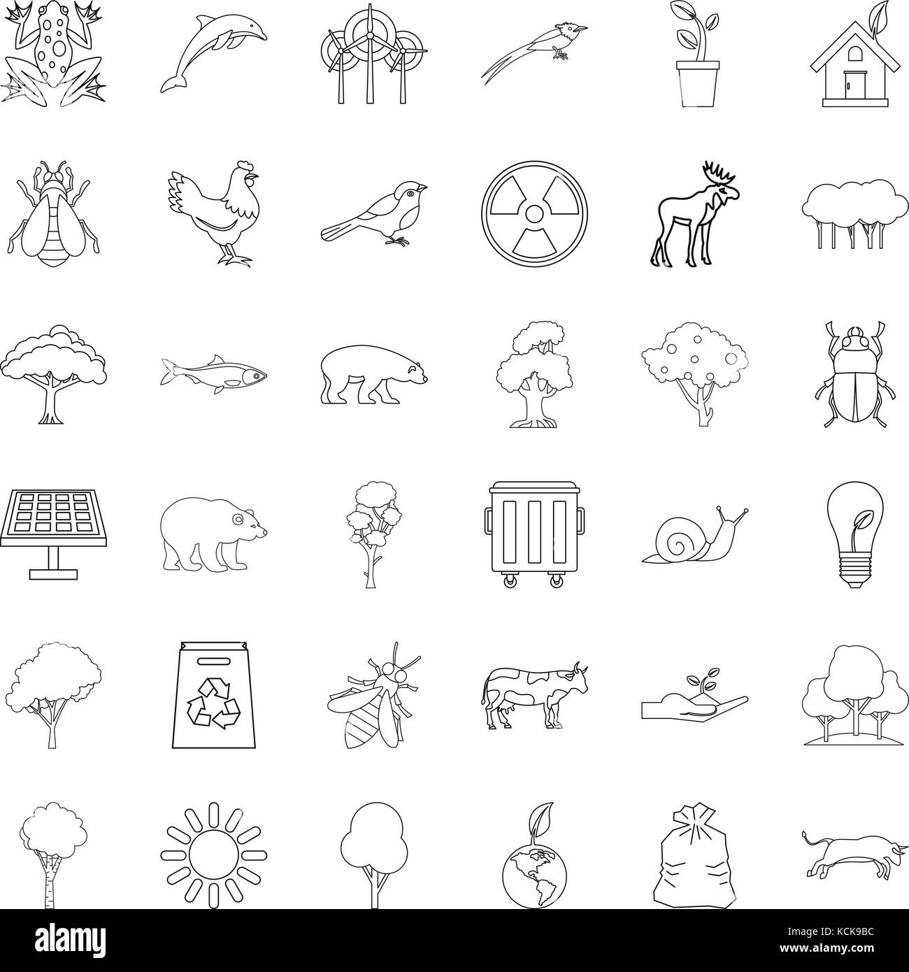 Nature icons set, outline style Stock Vector Image & Art - Alamy