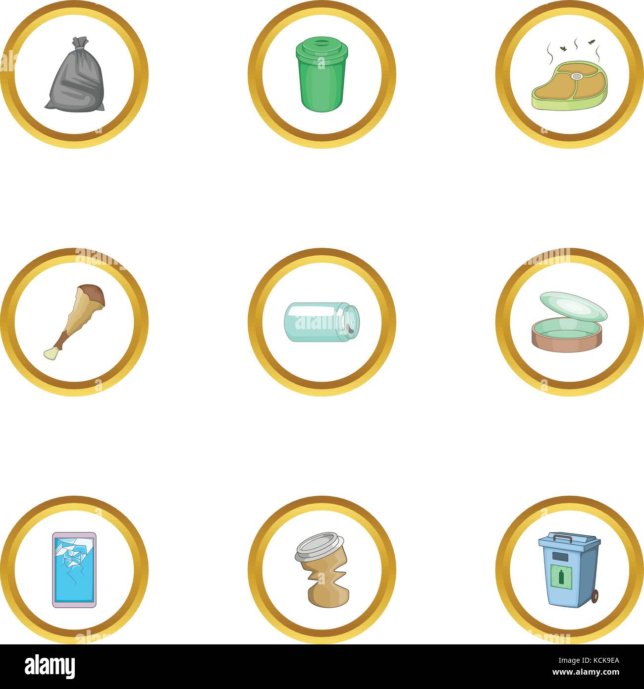 Garbage icons set, cartoon style Stock Vector Image & Art - Alamy