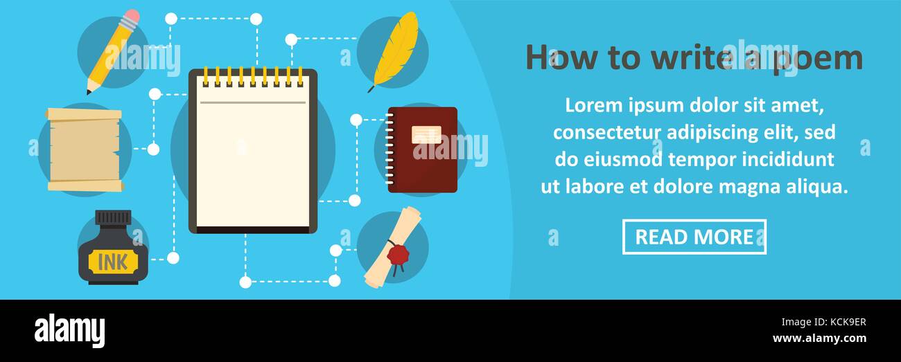 How to write a poem banner horizontal concept Stock Vector Image & Art ...