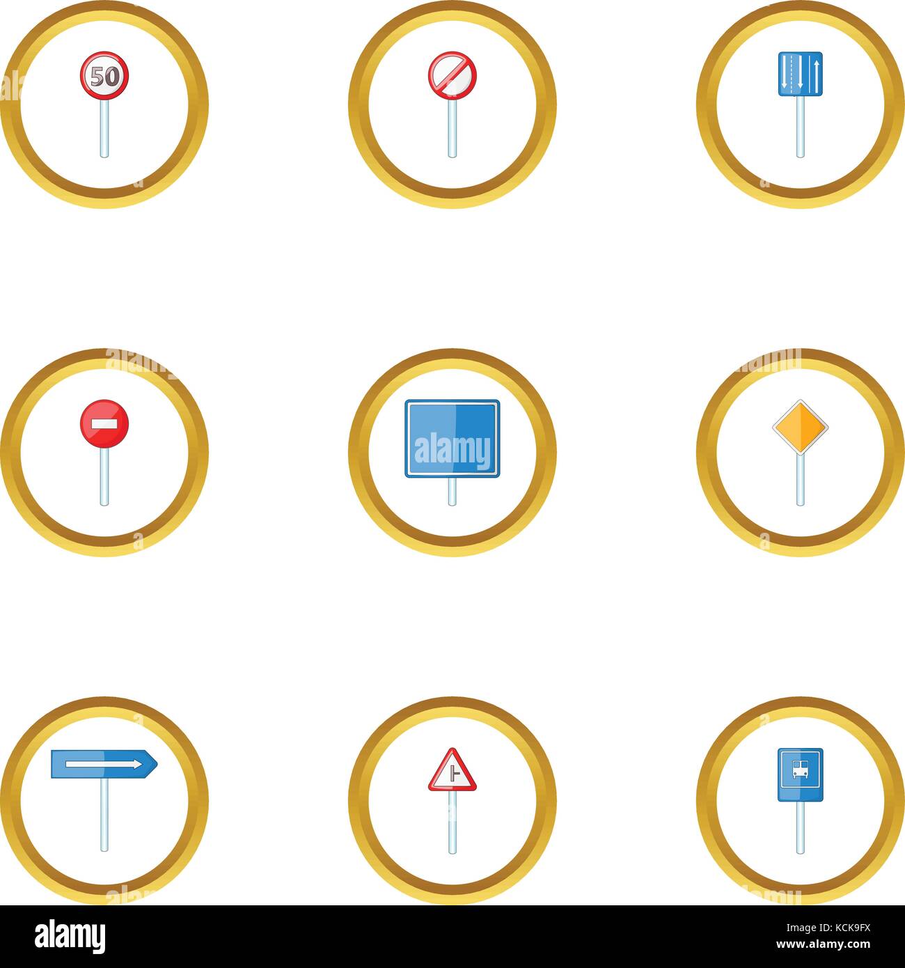 Road sign icons set, cartoon style Stock Vector Image & Art - Alamy