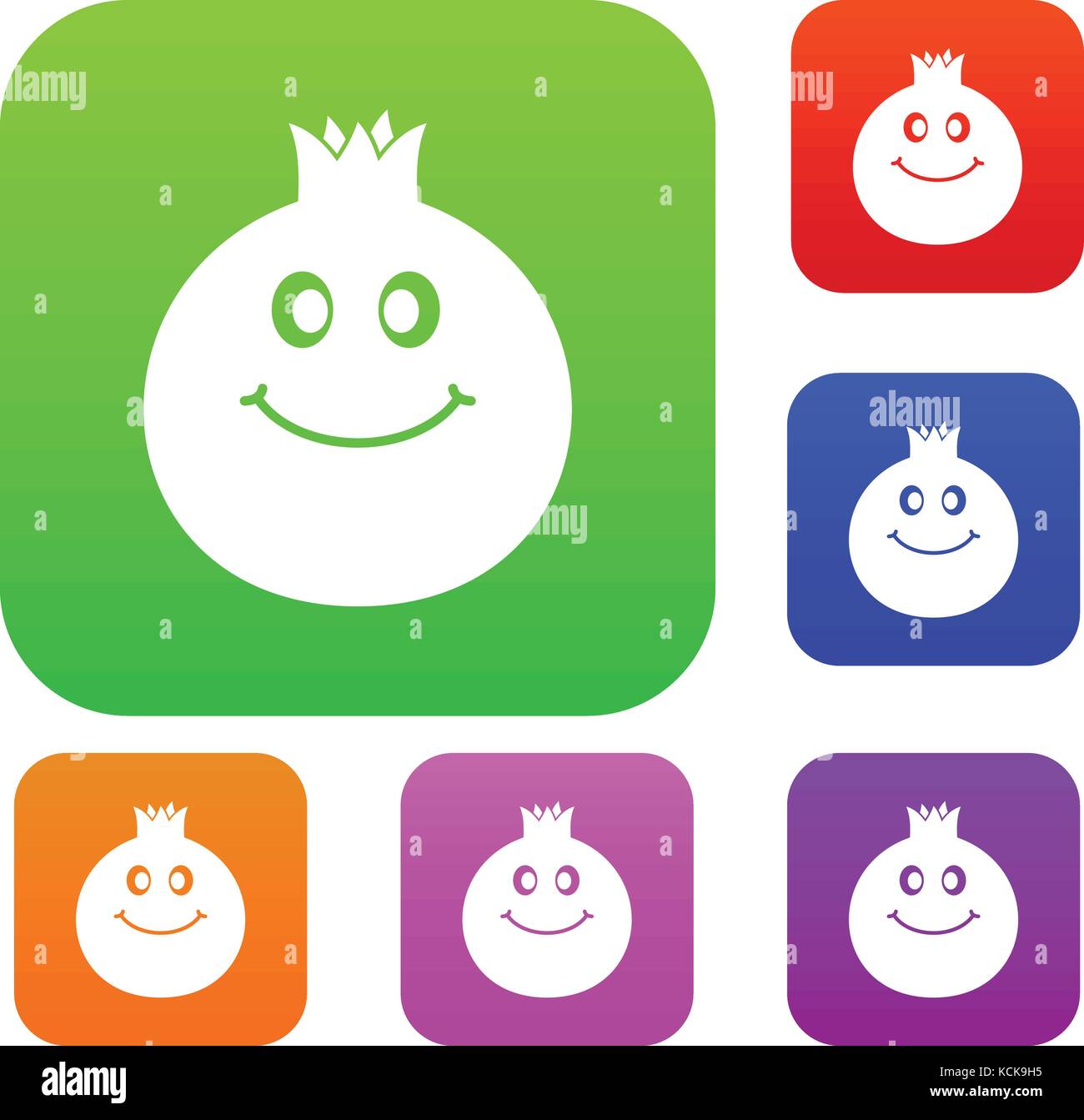 Ripe smiling pomegranate fruit set color collection Stock Vector Image ...