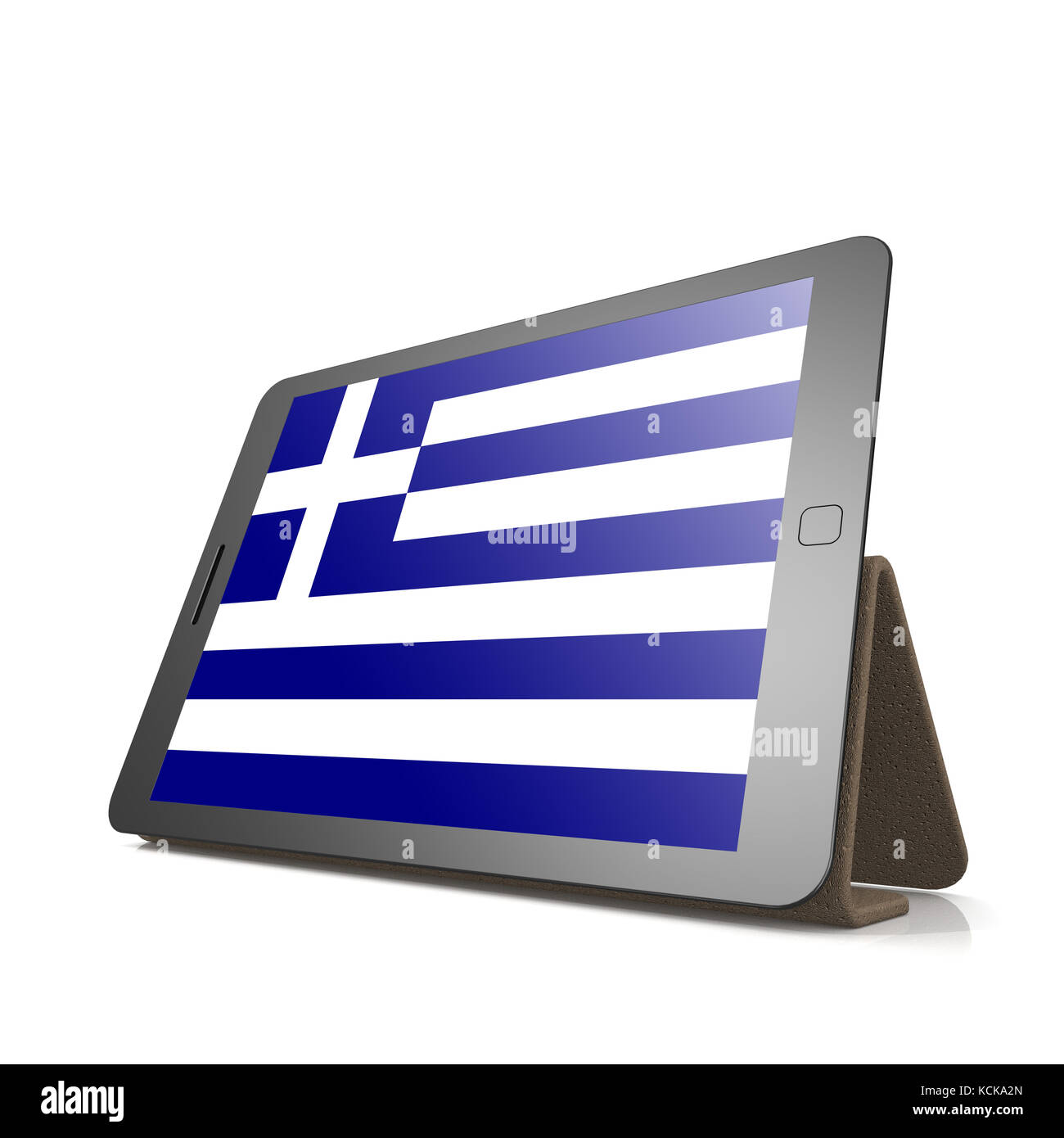 Tablet with Greece flag image with hi-res rendered artwork that could ...