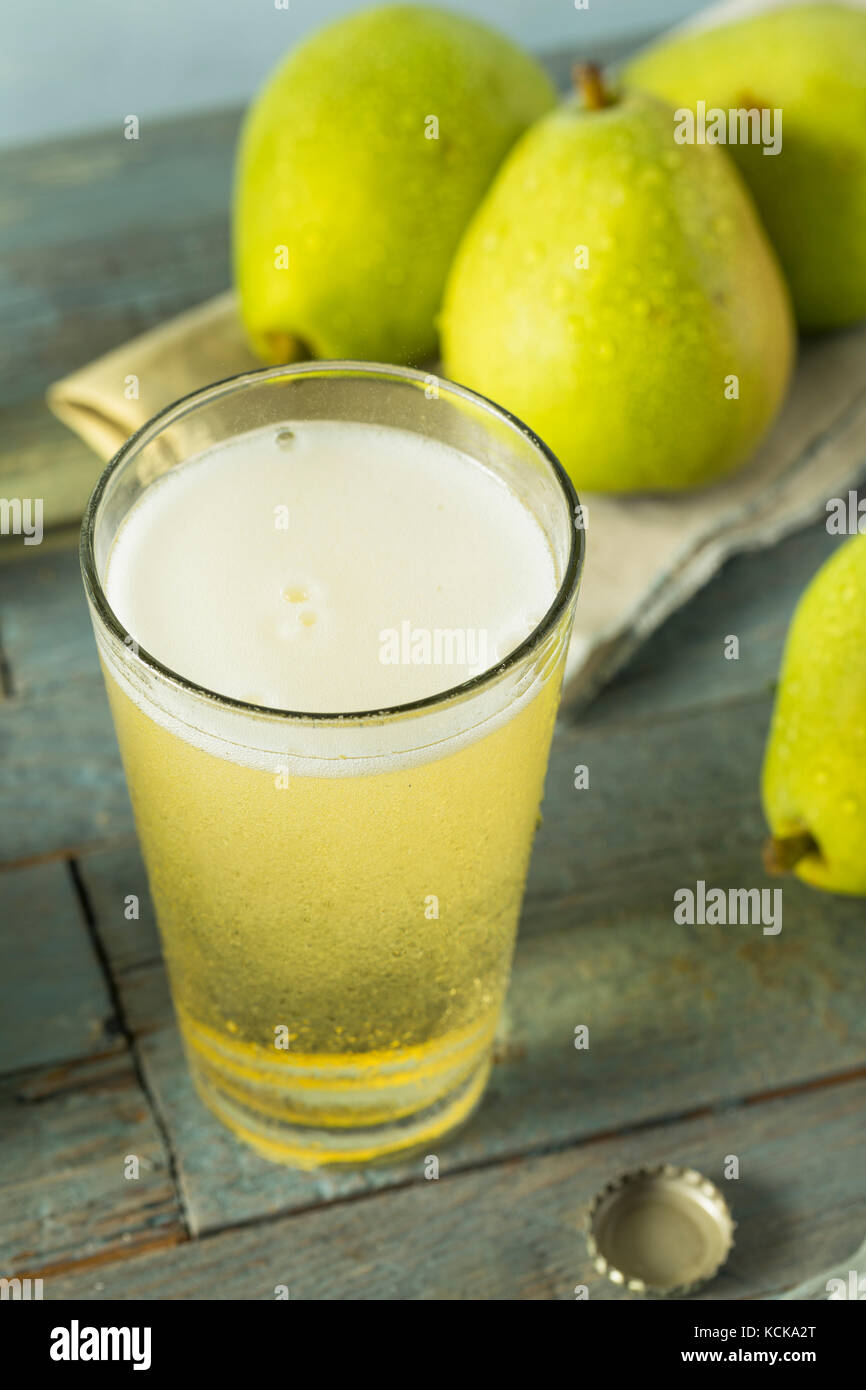 Sweet Organic Pint of Hard Pear Cider Ready to Drink Stock Photo - Alamy