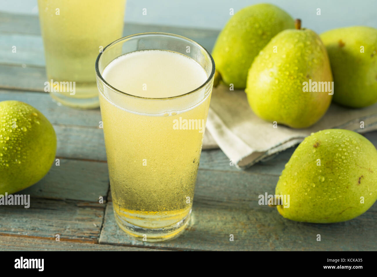 Sweet Organic Pint of Hard Pear Cider Ready to Drink Stock Photo - Alamy