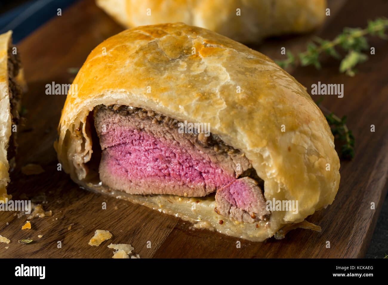 Homemade Gourmet Individual Beef Wellington Ready to Eat Stock Photo ...