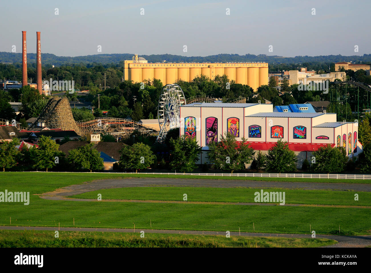 Hersheypark with Hershey factory in the background.Hershey,Pennsylvania ...