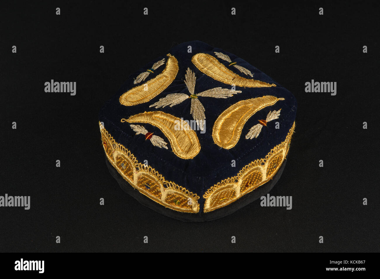 colorful traditional asian skullcap cap on a dark background Stock ...