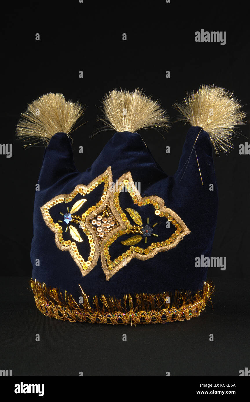 colorful traditional asian skullcap cap on a dark background Stock ...