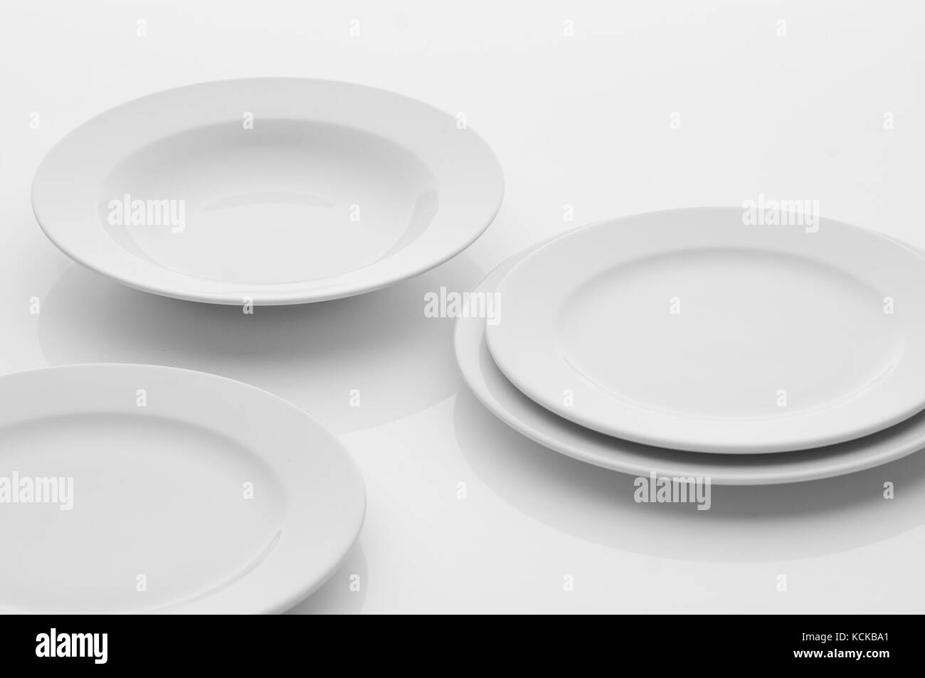 kitchen and restaurant utensils, plates, on a light background Stock ...