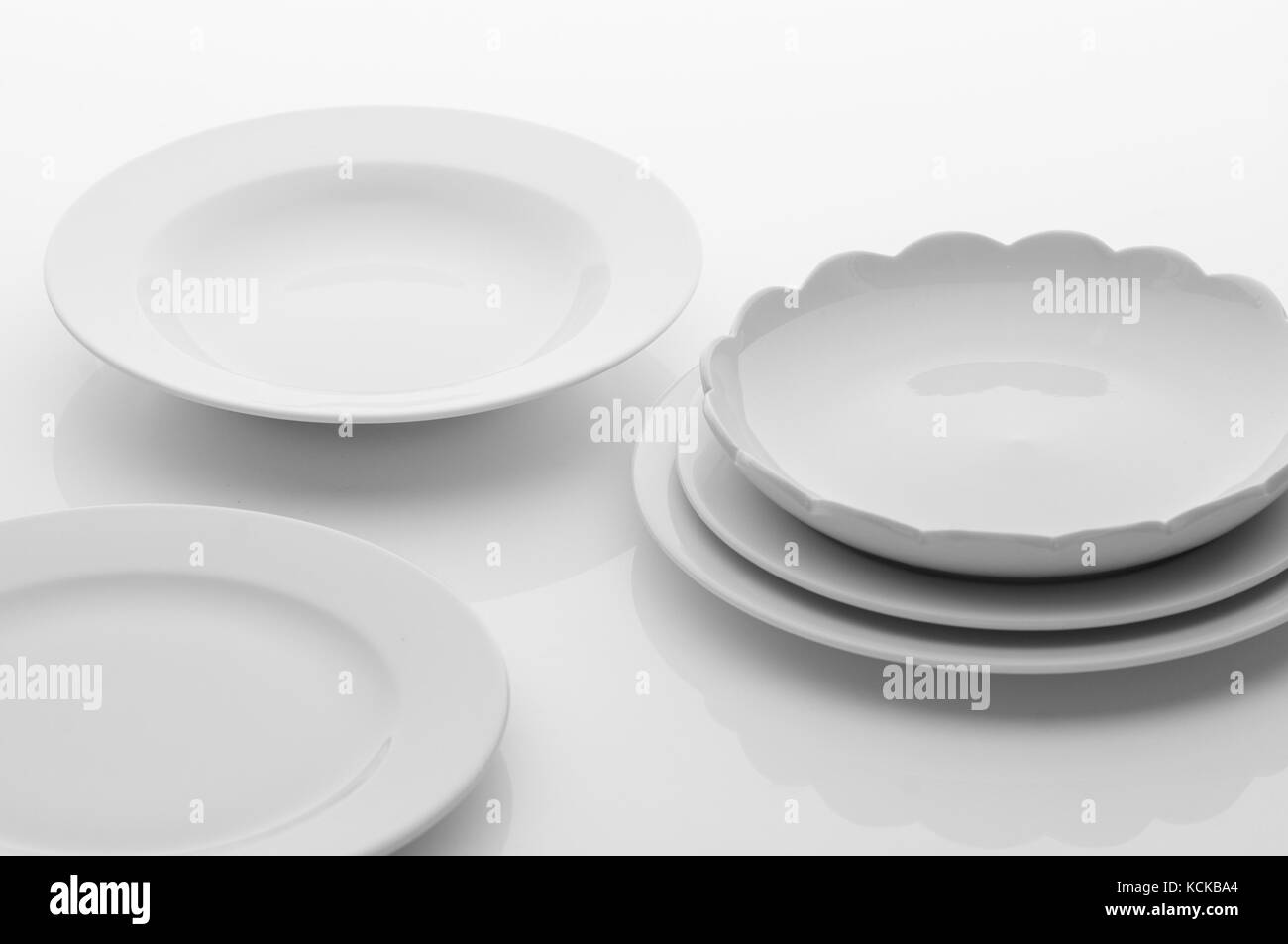 kitchen and restaurant utensils, plates, on a light background Stock ...
