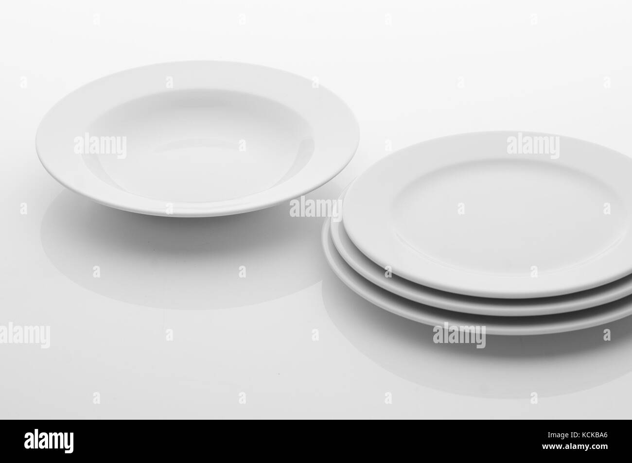 kitchen and restaurant utensils, plates, on a light background Stock ...