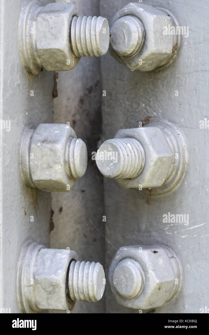 Bolts and nuts on metal construction Stock Photo - Alamy