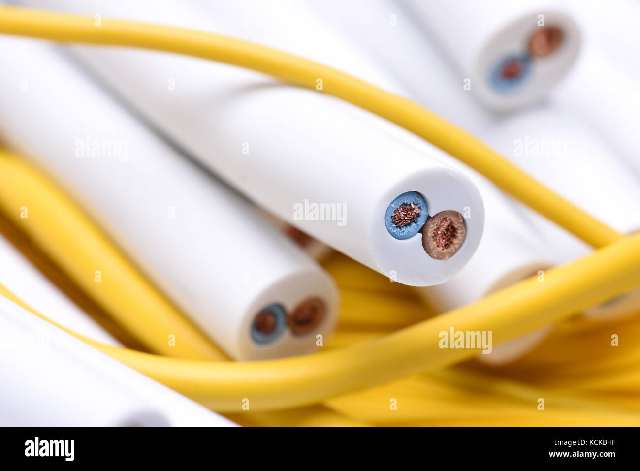 Electrical cable closeup, energy and technology equipment Stock Photo ...