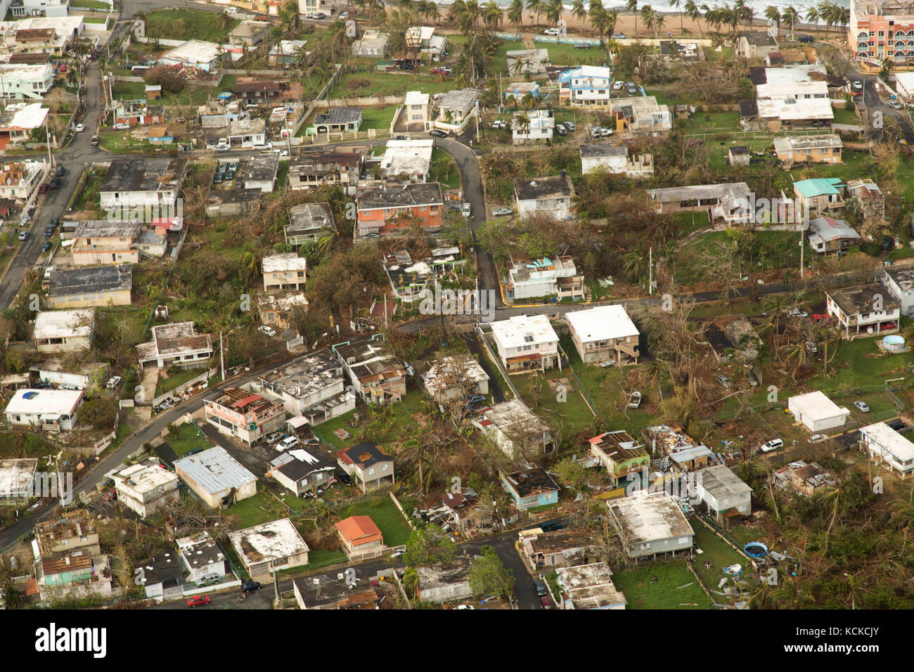 An aerial view of the damage left behind after Hurricane Maria in ...