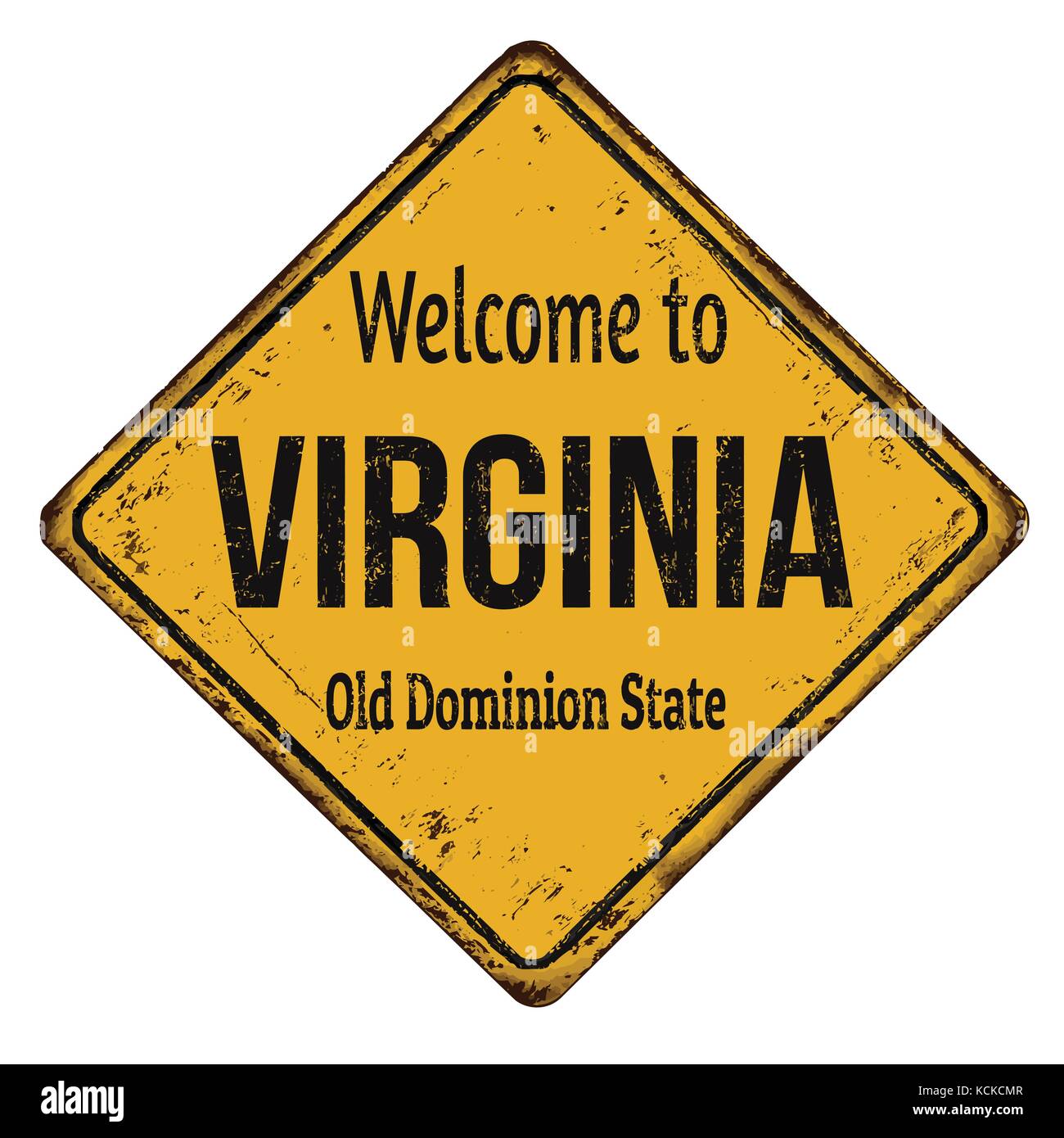 Welcome to Virginia vintage rusty metal sign on a white background ...